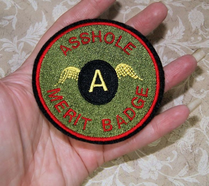 PARODY Ahole Merit Badge Round Iron on Embroidery Patch - Etsy