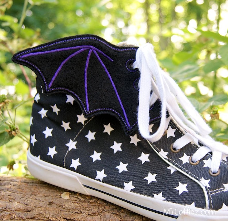 Bat Wing Embroidered Shoe Wings Mtcoffinz Choose Color - Etsy