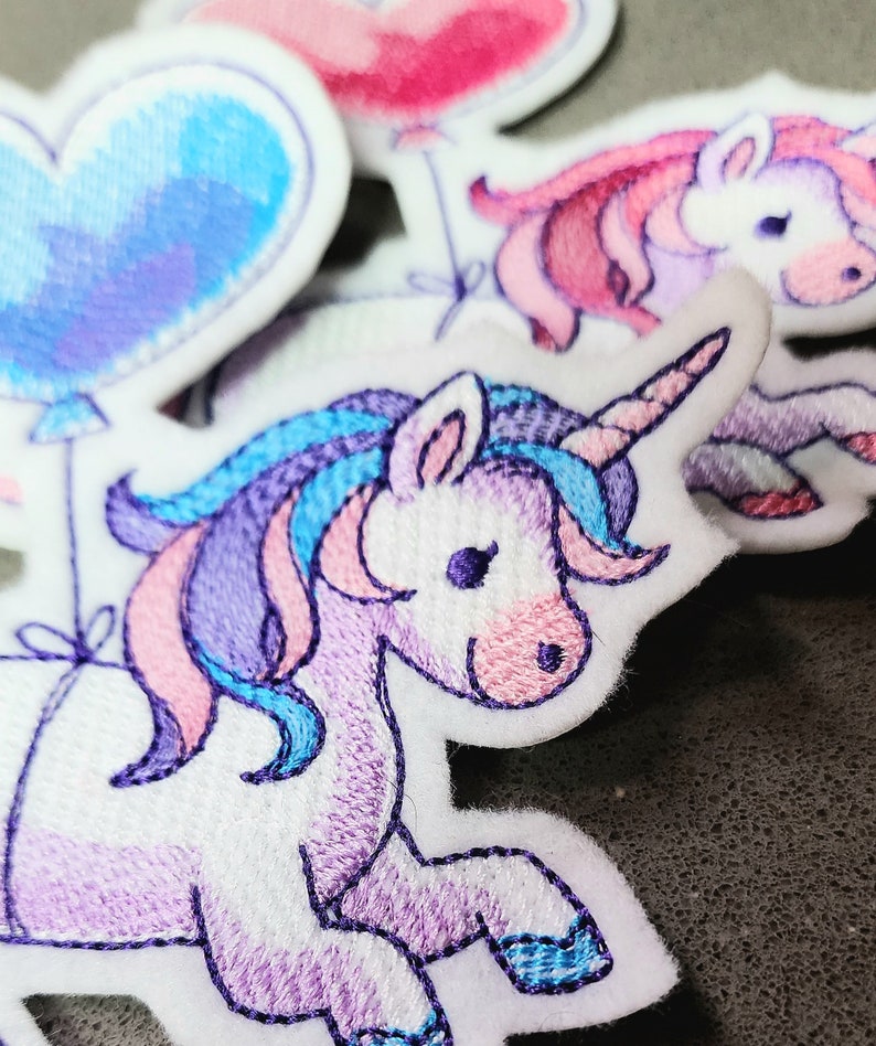 Unicorn Patch Embroidered Baby Unicorn Patch Heart Balloon Iron on Embroidery Patch Baby Shower ...