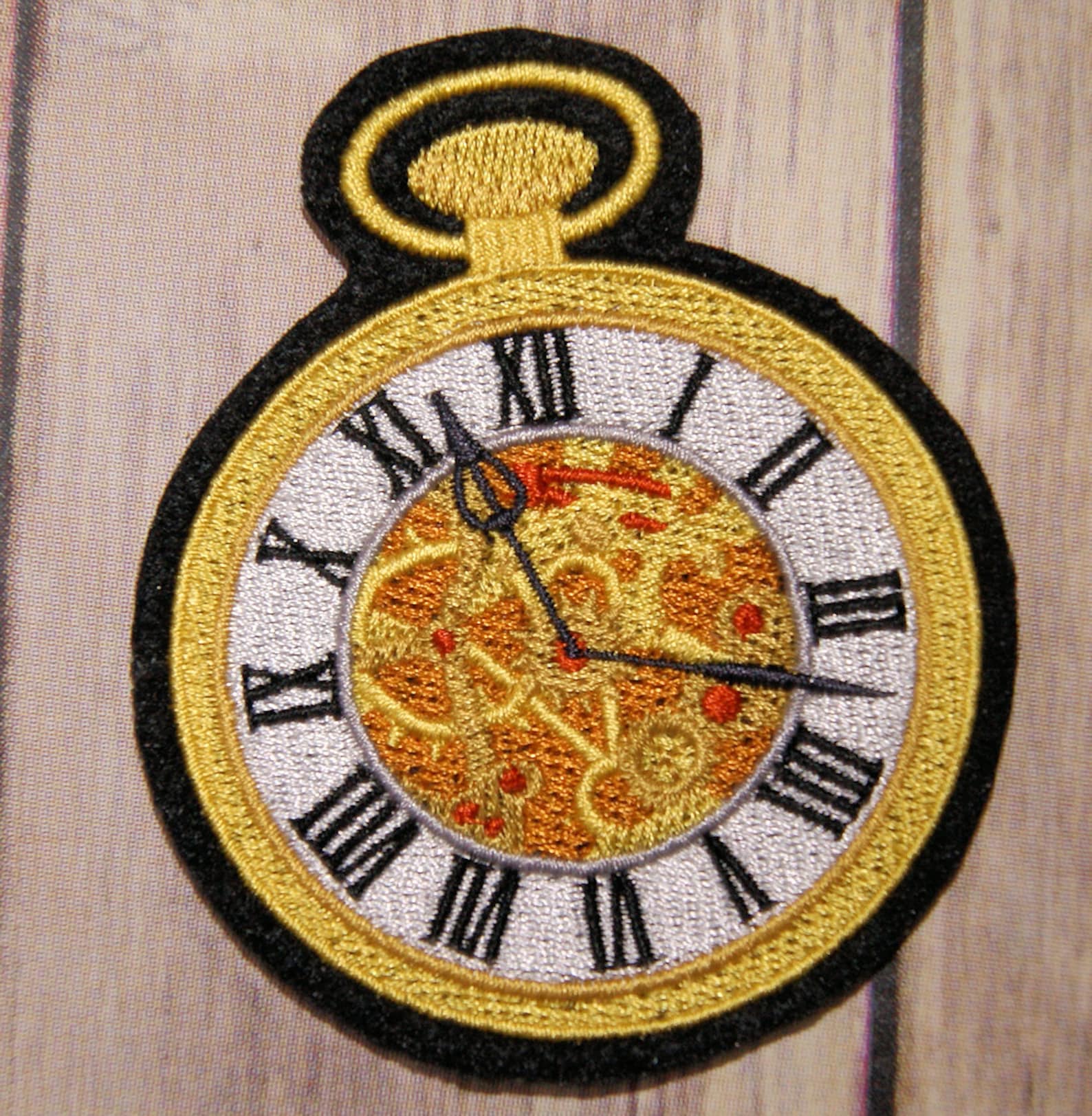 Gold Pocket Watch Iron on Embroidery Patch Mtcoffinz - Choose Size - Etsy