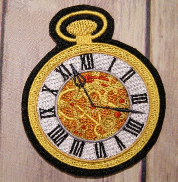 Gold Pocket Watch Iron on Embroidery Patch Mtcoffinz Choose | Etsy