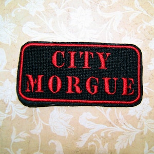 City Morgue Name Badge Iron on Embroidery Patch Mtcoffinz (white or Red ...
