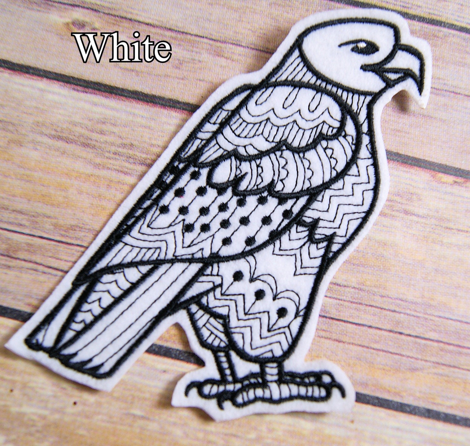 Hawk Black White Iron on Embroidery Patch Mtcoffinz Choose - Etsy