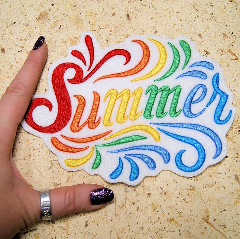 Rainbow Summer Splash - Iron on Embroidery Patch Mtcoffinz - Choose ...