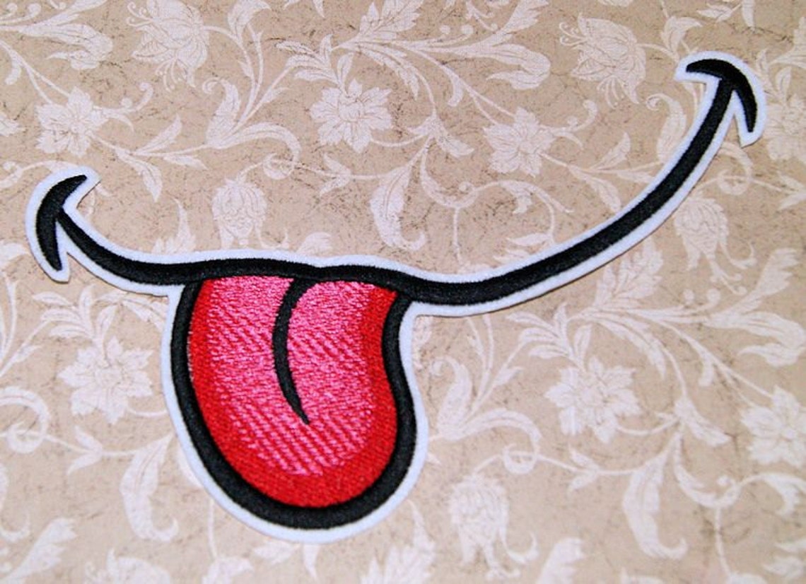 Silly Tongue Sticking Out Mouth Iron on Embroidery Patch Mtcoffinz ...