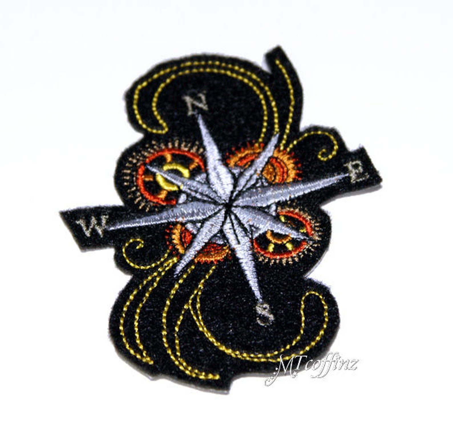 Steampunk Compass Gears Iron On Embroidery Patch Mtcoffinz Etsy