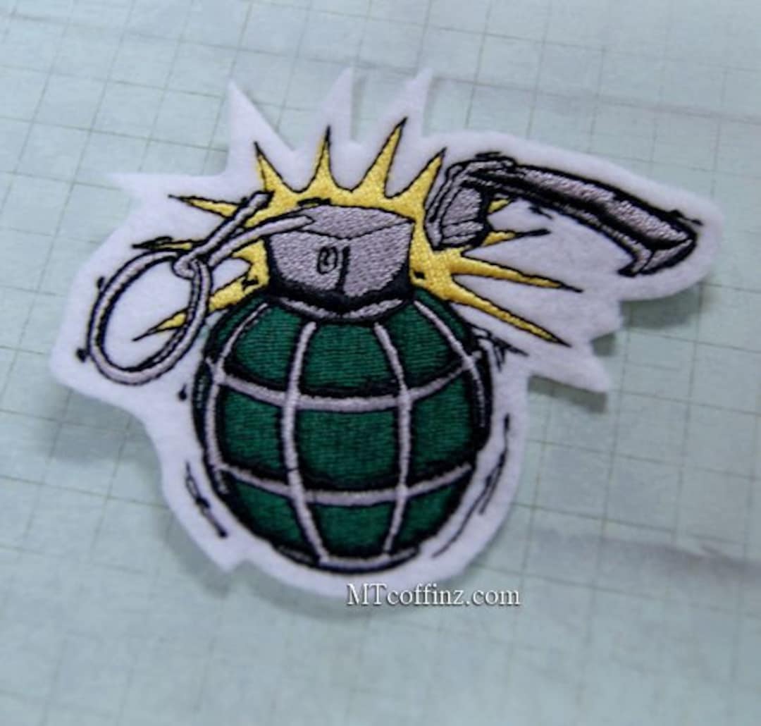 Green Hand Grenade Comic Iron on Embroidery Patch Mtcoffinz - Etsy
