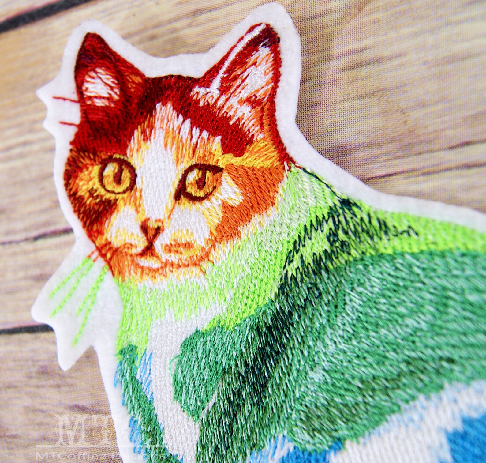 Neon Rainbow Cat Kitten Iron on Embroidery Patch Mtcoffinz - Etsy