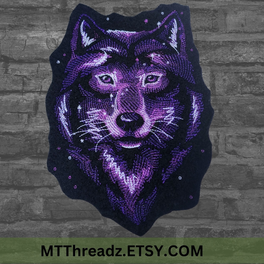 Purple Wolf Patch Wolf Iron on Embroidery Patch - Choose Size - Etsy