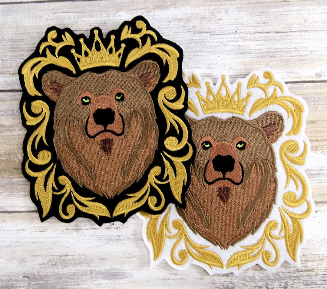 Royal Bear Patch Regal Crest and Crown Patch Iron on Embroidery Patch ...