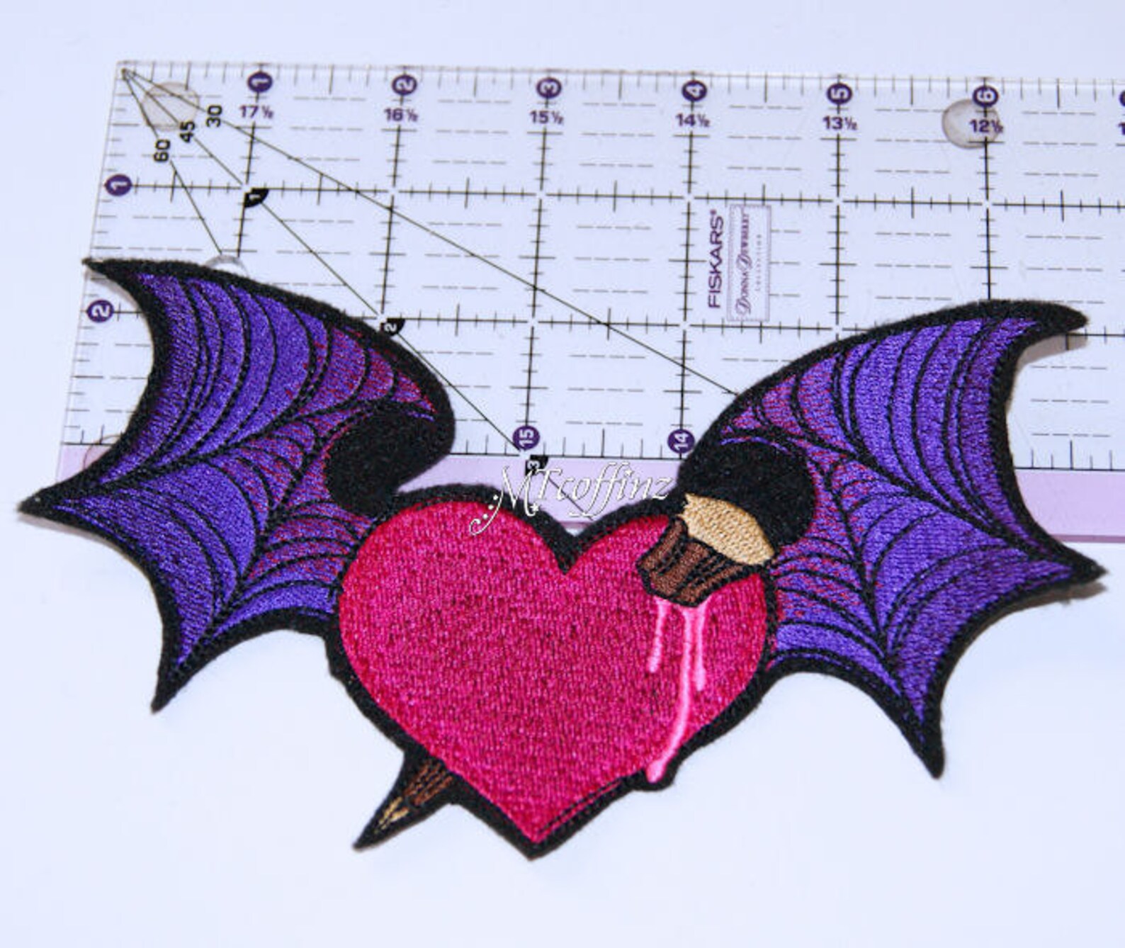 Staked Vampire Heart With Wings Iron on Embroidery Patch Mtcoffinz - Etsy