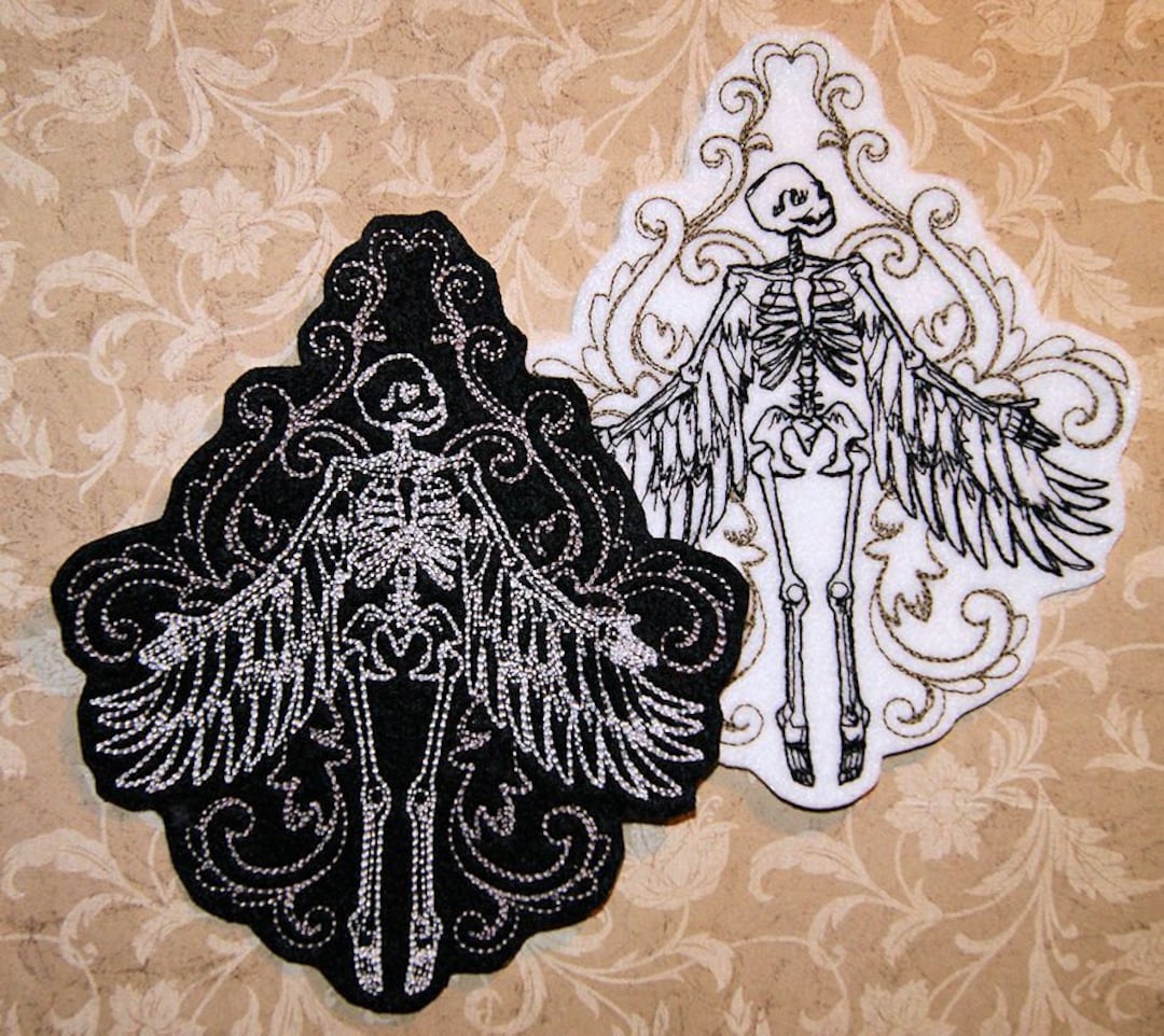 Skeleton Toile Iron on Embroidery Patch Mtcoffinz - Choose Size/color ...