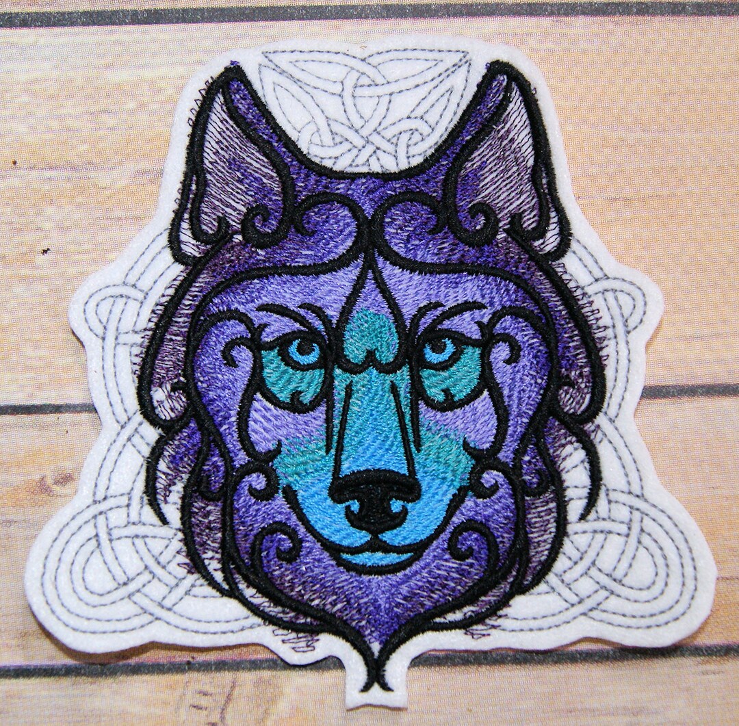 Celtic Wolf - Iron on Embroidery Patch Mtcoffinz - Choose Size - Etsy