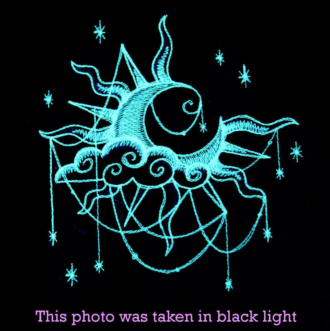 Glow in the Dark Eclipse Sun Moon Iron on Embroidery Patch Mtcoffinz ...