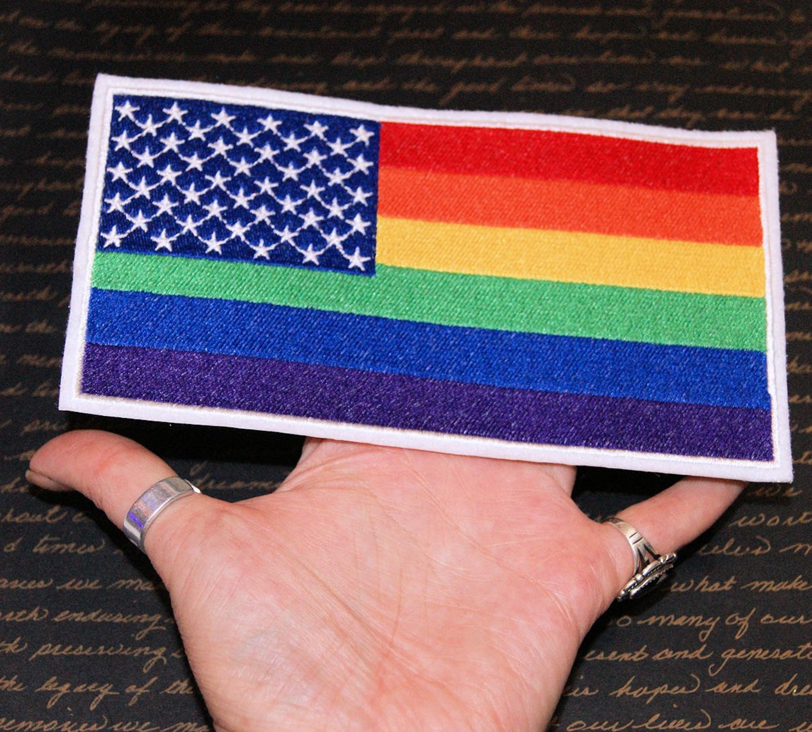 USA States American Flag Rainbow Stripe Pride Iron on Embroidery Patch ...