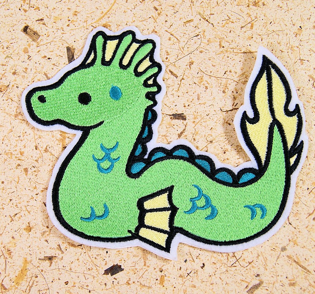 Sea Serpent Monster Too Cute Cartoon Iron On Embroidery Patch | Etsy