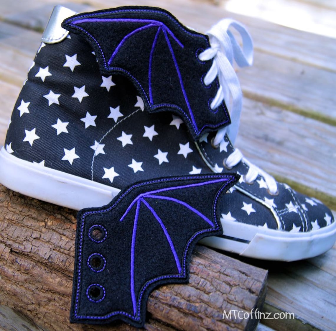 Bat Wing Embroidered Shoe Wings Mtcoffinz Choose Color - Etsy