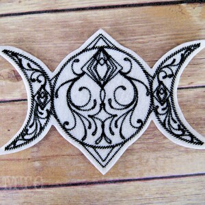 Lunar Trio Wiccan Moon Iron on Embroidery Patch Mtcoffinz Choose Size ...