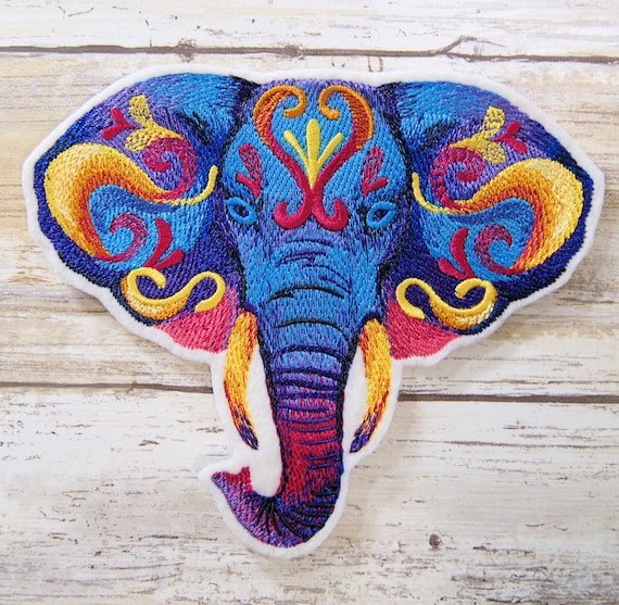 Watercolor Elephant Iron on Embroidery Patch Mtcoffinz - Etsy