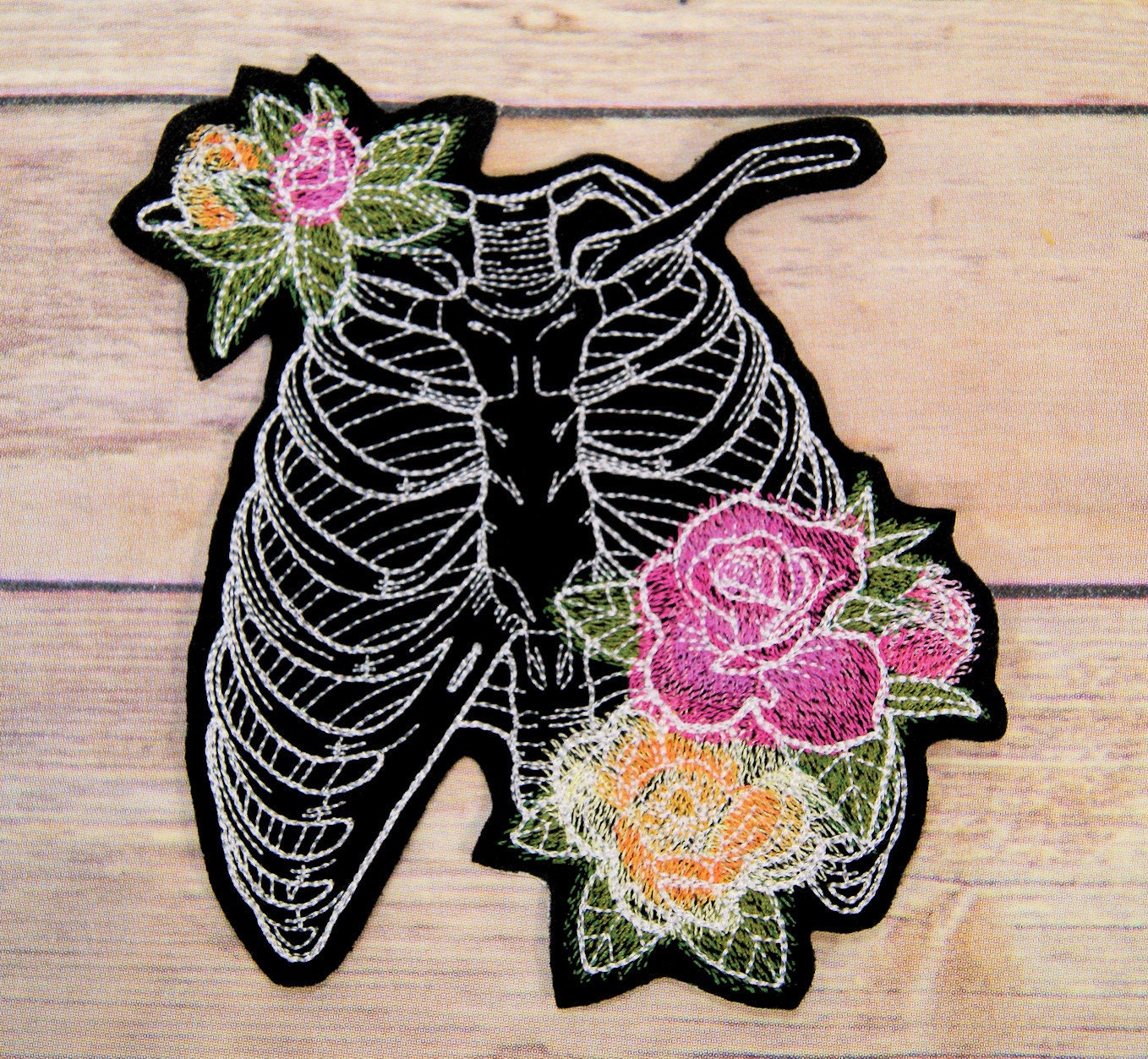 Skeleton Ribcage Flowers Dire Blooms Iron on Embroidery Patch - Etsy Canada