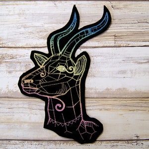 Neon Rainbow Serengeti Antelope - Iron on Embroidery Patch Mtcoffinz ...