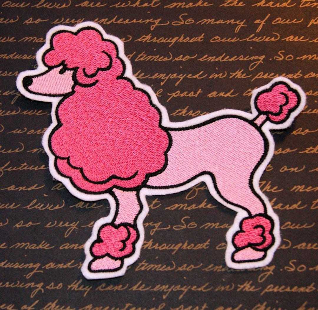Retro Pink Poodle Iron on Embroidery Patch Mtcoffinz - - Choose Size - Etsy