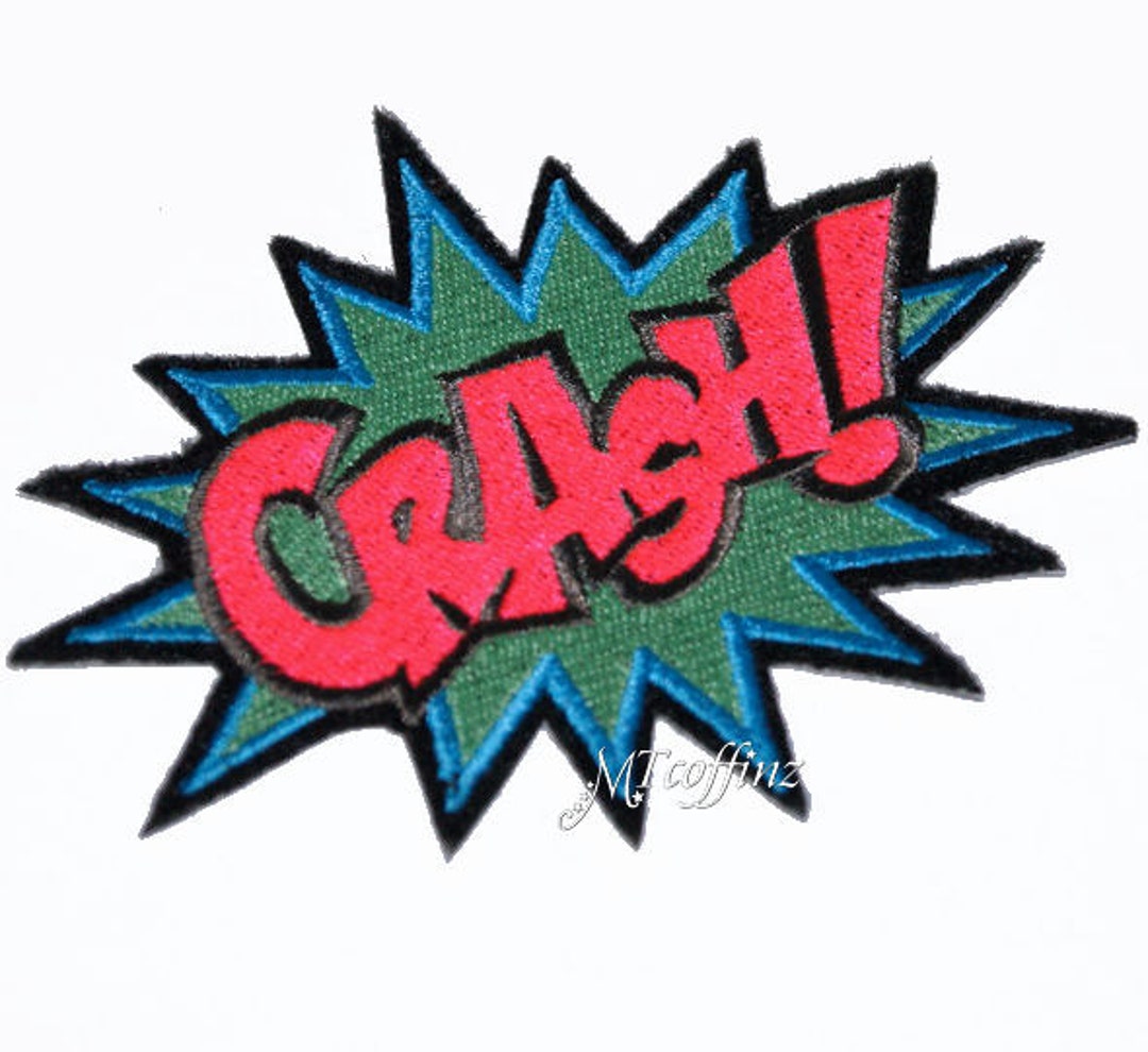 Neon CRASH Comic Book Words Iron on Embroidery Patch Mtcoffinz - Etsy