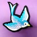 Turquoise Blue Sparrow Swallow Bird Rockabilly Iron on Embroidery Patch ...