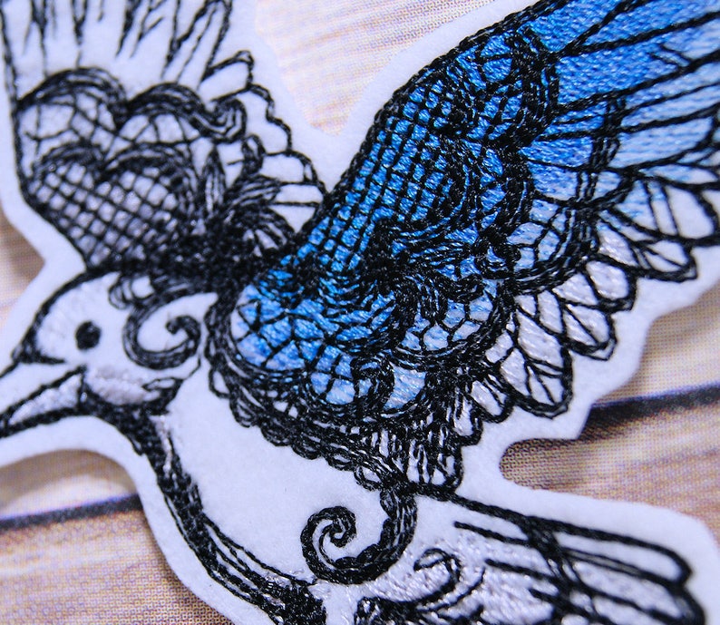 Raven Phantasm Blue Iron on Embroidery Patch Mtcoffinz - Choose Size - Etsy