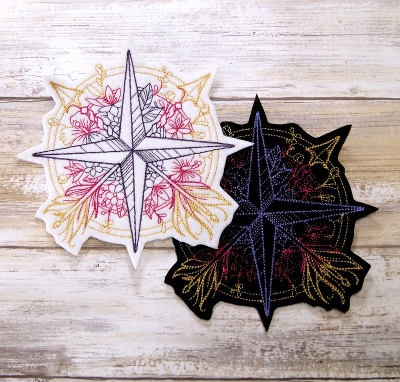 Bohemian Summer Compass and Arrows Iron on Embroidery Patch Mtcoffinz ...