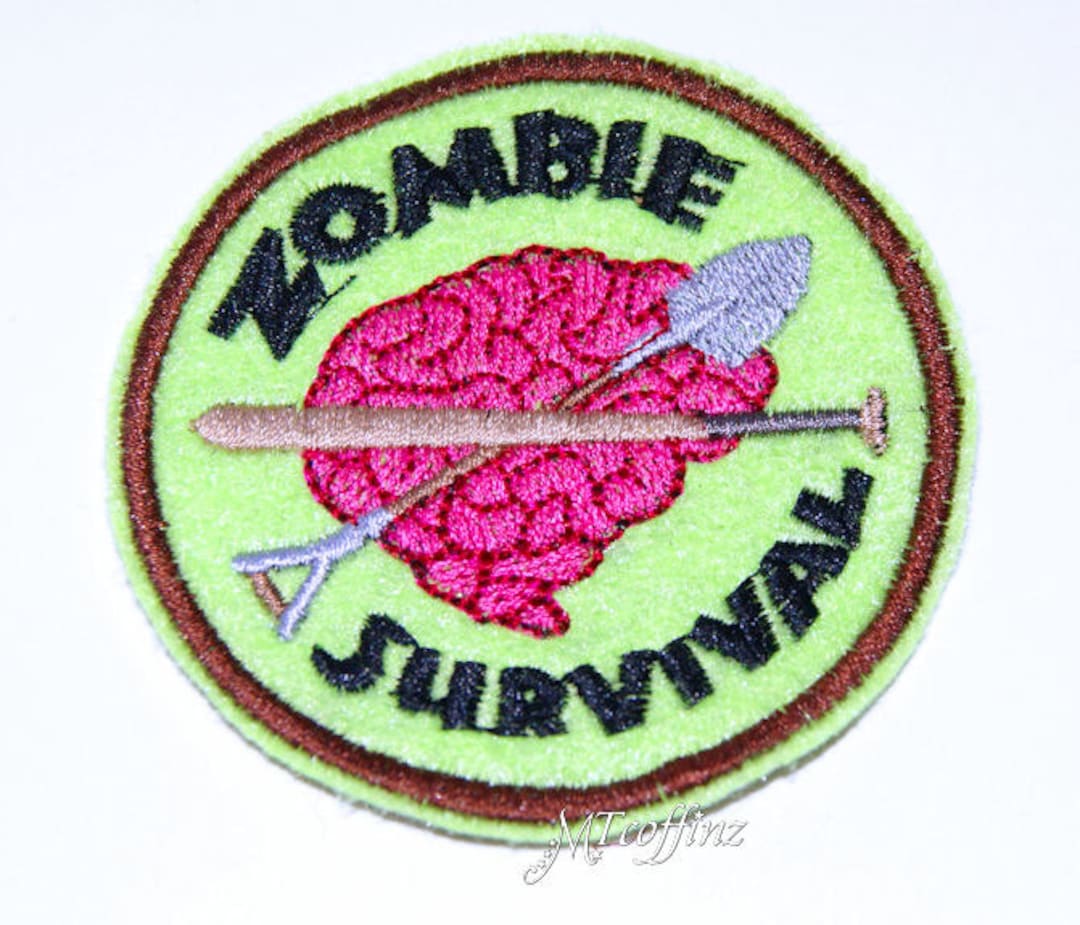 Zombie Survival Brains Round Iron on Embroidery Patch Mtcoffinz - Etsy