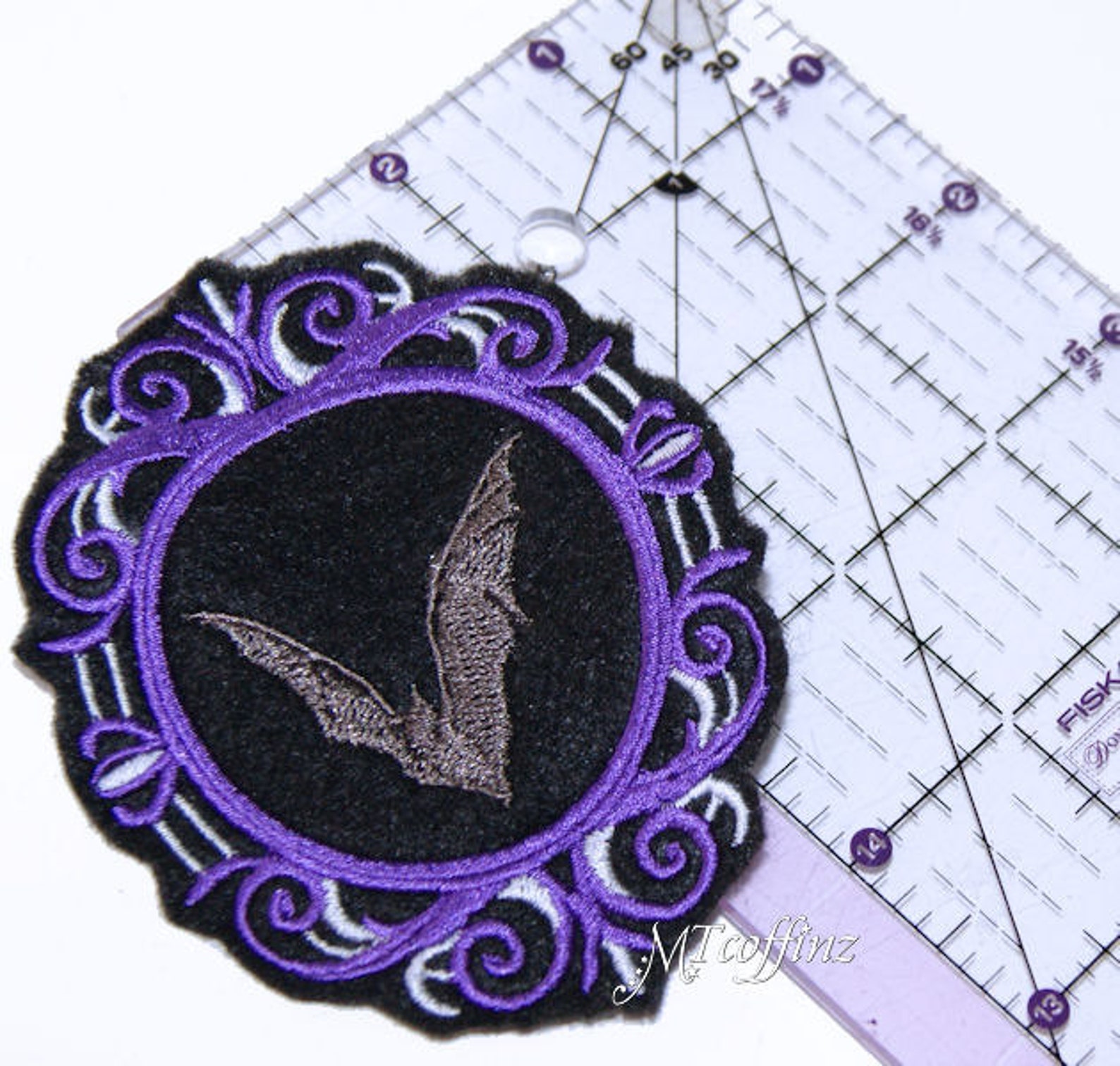 Vampire Bat Purple Silver Cameo Iron on Embroidery Patch - Etsy