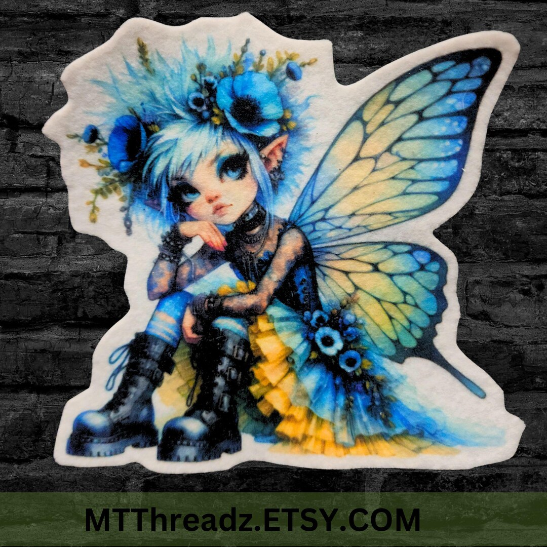 Blue Punk Fairy Patch Fairy Fae Combat Boot Fae Blue Monarch Wings ...