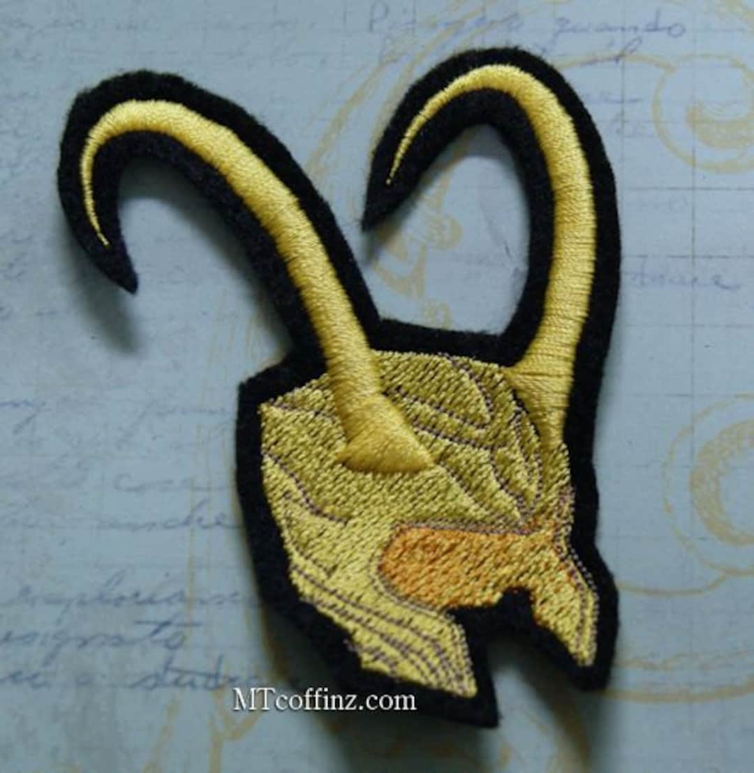Loki Norse God Gold Horned Helmet Iron on Embroidery Patch Mtcoffinz - Etsy