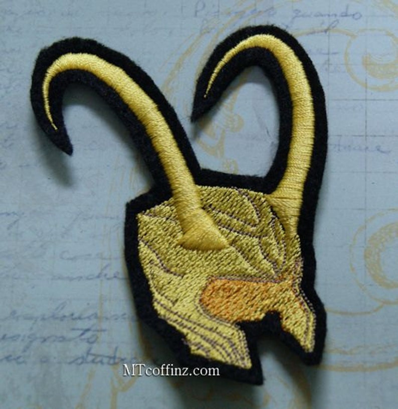 Loki Norse God Gold Horned Helmet Iron on Embroidery Patch - Etsy