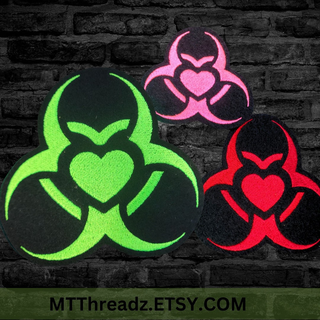 Biohazard Heart Symbol Patch Biohazard Iron on Patch Custom Color Iron ...