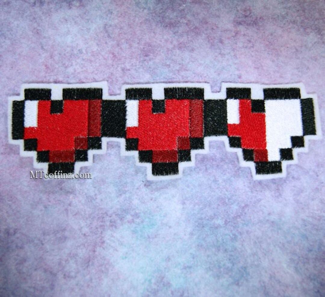 Legend Pixel Hearts Iron on Embroidery Patch Mtcoffinz - Choose Size - Etsy