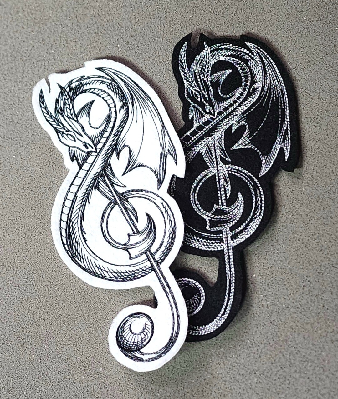 Dragon Treble Clef Musical Iron on Embroidery Patch Mtcoffinz - Choose ...