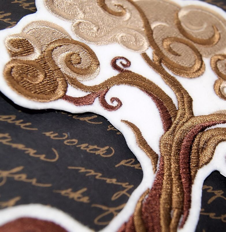 Brown Tree Baroque Swirls Iron on Embroidery Patch Mtcoffinz - Choose ...
