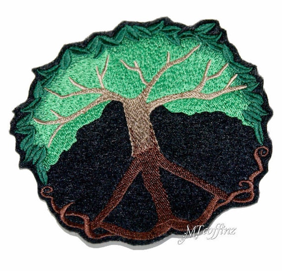 Earth Day Tree Peace Sign Green Brown Iron on Patch Mtcoffinz | Etsy