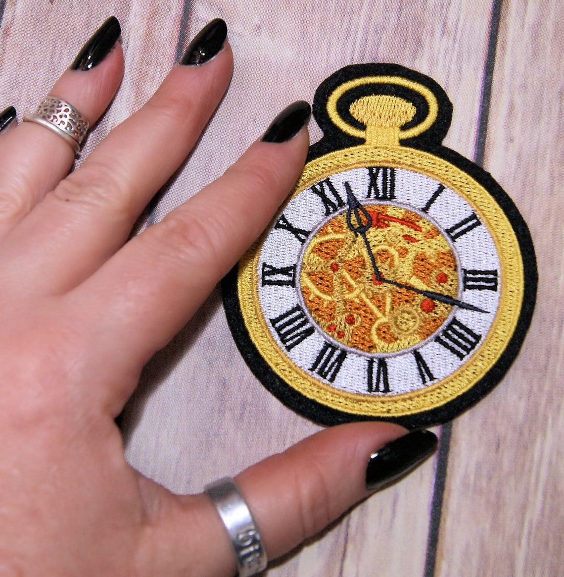 Gold Pocket Watch Iron on Embroidery Patch Mtcoffinz - Choose Size - Etsy