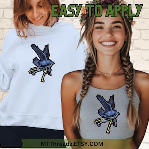 Raven Patch Steampunk Black Raven With Brass Skeleton Keys Flying ...