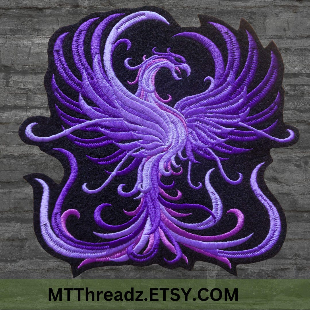 Purple Phoenix Patch Purple Fire Phoenix Iron on Embroidery Phoenix ...