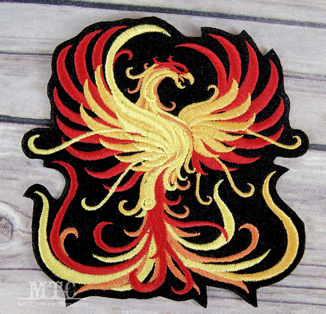 Red Gold Fire Phoenix Iron on Embroidery Patch Mtcoffinz - Choose Size ...