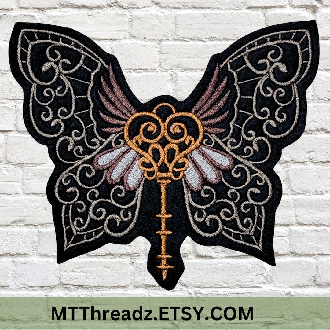 Steampunk Copper Key Butterfly Patch Iron on Embroidery Patch Victorian ...