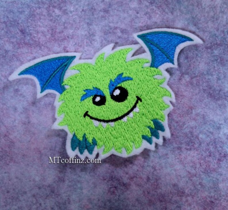 Fuzzy Winged Monster Iron on Embroidery Patch Mtcoffinz - Etsy