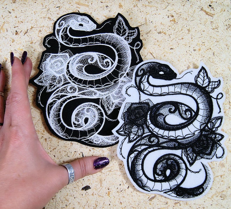 Snake Midnight Creatures Baroque Iron on Embroidery Patch - Etsy