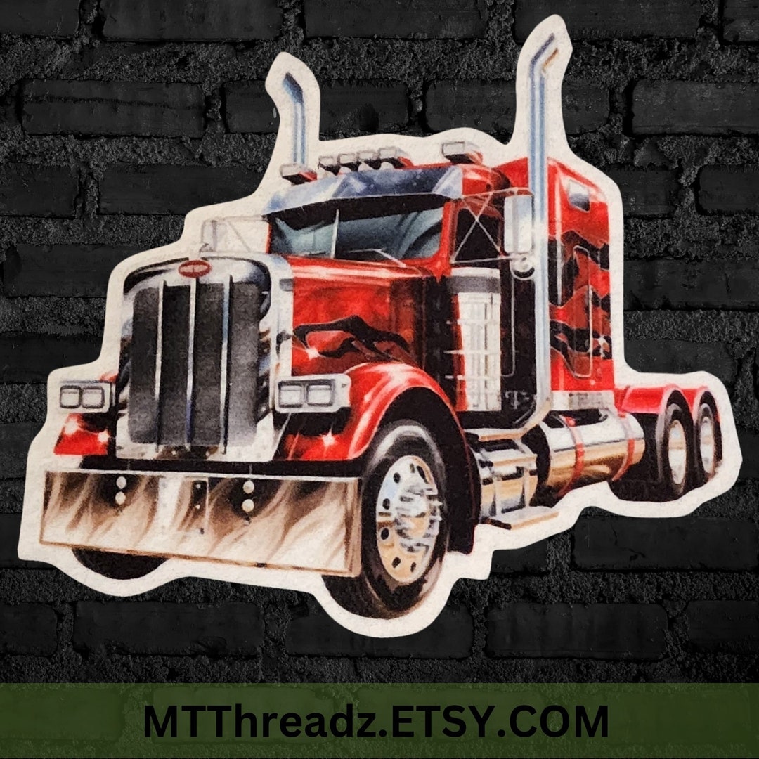 Big Red Truck Patch Big Rig Truck Iron on Patch 18 Wheeler Iron on ...