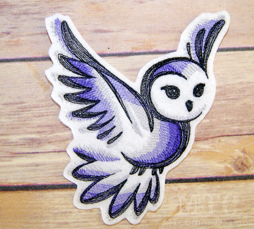 Brushstroke Flying Owl Bird - Iron on Embroidery Patch Mtcoffinz ...
