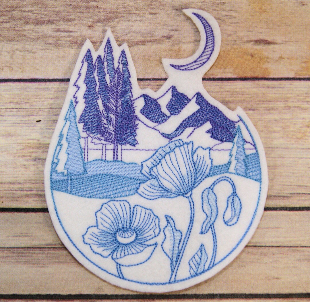 Wild Mountain Blooms Iron on Embroidery Patch Mtcoffinz - Choose Size ...